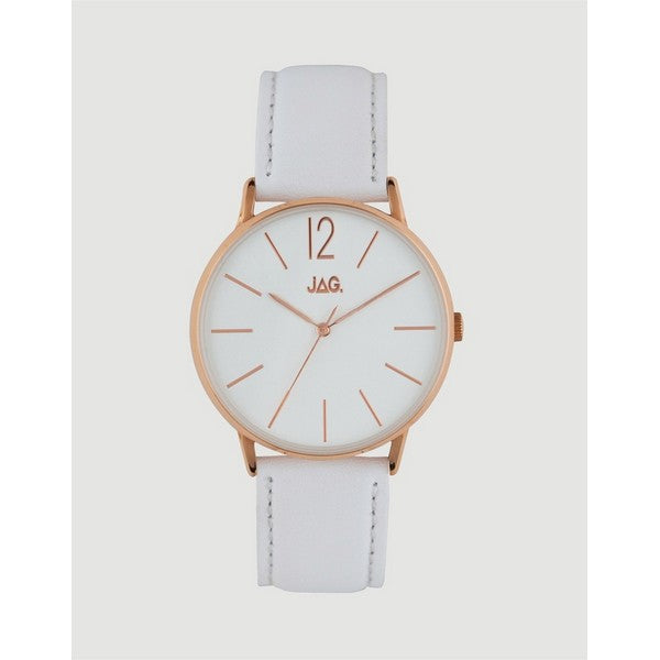 Jag Rose and white strap watch – CWJewellers